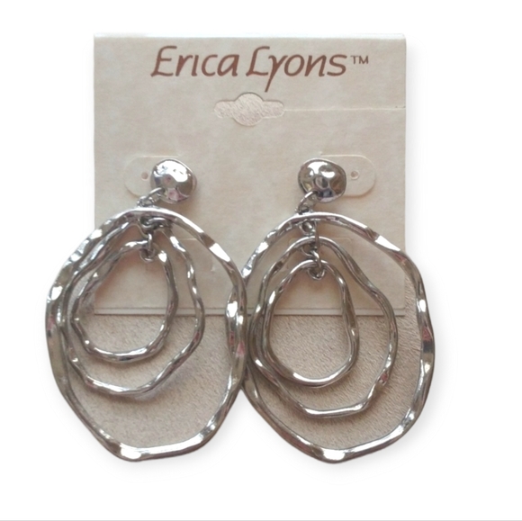 Erica Lyons | Jewelry | New Erica Lyons Silvetone Stud Earrings Dangle ...